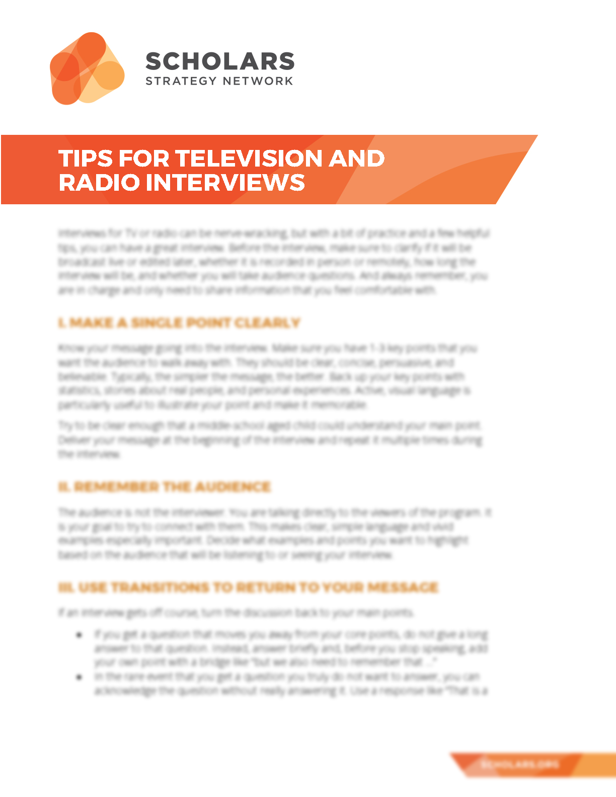 How To: Best Practices for Engaging TV and Radio Interviews | Scholars ...