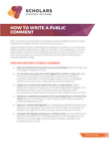 How To: Best Practices for Writing Effective Public Comments | Scholars ...